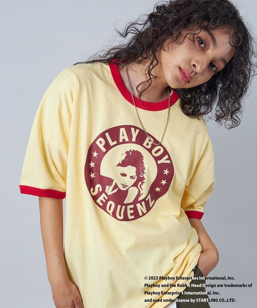 PLAYBOY（プレイボーイ）の「【SEQUENZ】PLAYBOY “SURF GIRL” Ringer S/S TEE / プレイボーイ サーフガール リンガー 半袖 TEE（Tシャツ ...