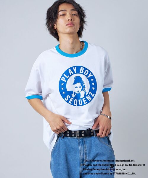 PLAYBOY（プレイボーイ）の「【SEQUENZ】PLAYBOY “SURF GIRL” Ringer S/S TEE / プレイボーイ サーフガール リンガー 半袖 TEE（Tシャツ ...