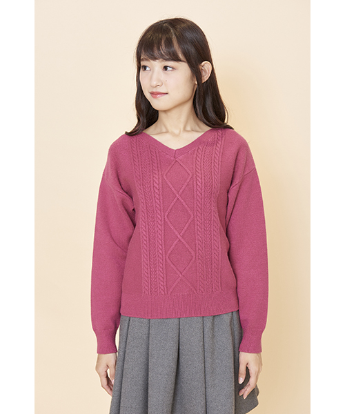 Cherite by PRIME PATTERN（シェリエットバイプライムパターン）の「バックリボンケーブルニットプルオーバー（ニット/セーター）」 - WEAR