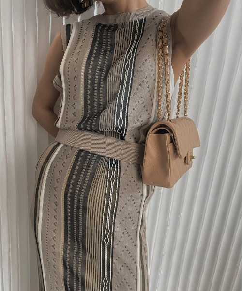 AMERI（アメリ）の「MEDI SHEER RANDOM STRIPE KNIT（ニット/セーター）」 - WEAR