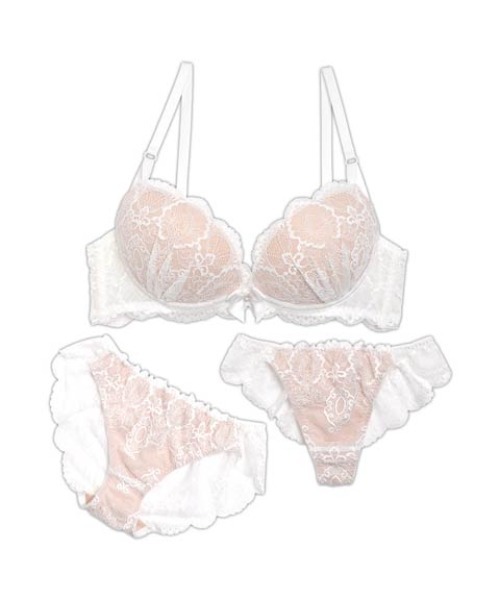 DRW（ドロー）の「【売上No.1獲得】【B65-F75サイズ】2種類のショーツ付き！まるで素肌のようなヌーディブラ＆フルバックショーツ＆Tバックセット（ブラ&ショーツ）」 - WEAR