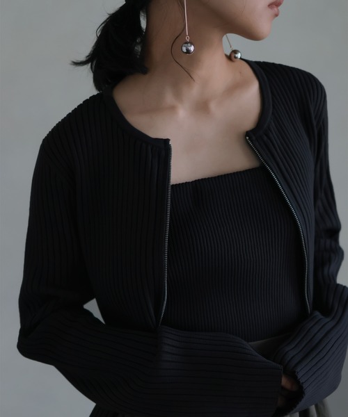 hellam（へラム）の「Wジップニットカーデ ビスチェセット（カーディガン/ボレロ）」 - WEAR