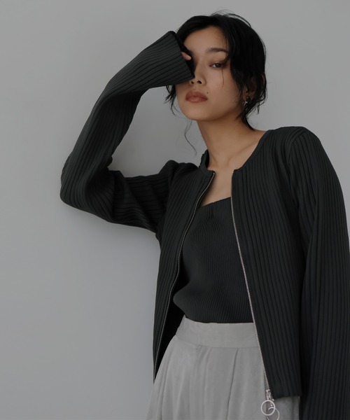 hellam（へラム）の「Wジップニットカーデ ビスチェセット（カーディガン/ボレロ）」 - WEAR