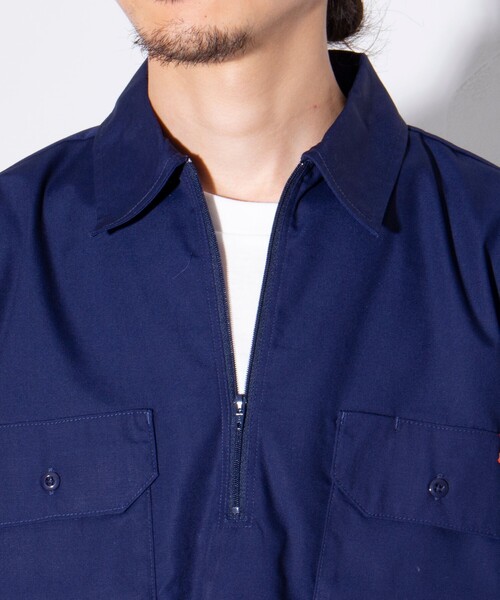 UNIVERSAL OVERALL（ユニバーサルオーバーオール）の「【限定展開】【UNIVERSAL OVERALL/ユニバーサルオーバーオール】 ハーフ ZIP SHIRTS 半袖シャツ ...