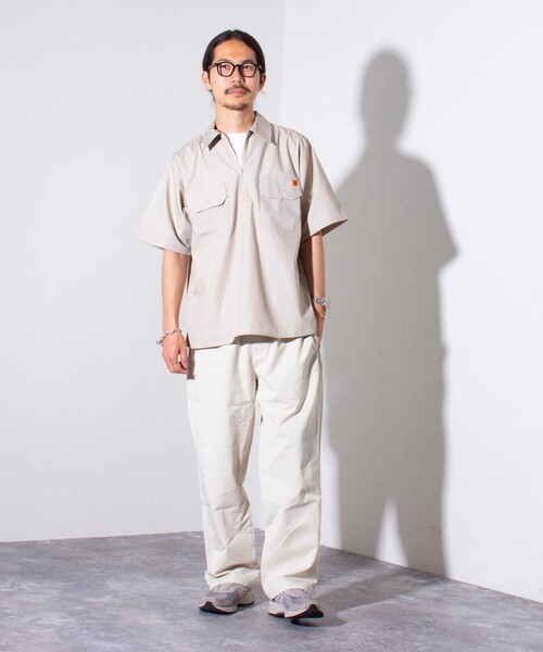 UNIVERSAL OVERALL（ユニバーサルオーバーオール）の「【限定展開】【UNIVERSAL OVERALL/ユニバーサルオーバーオール】 ハーフ ZIP SHIRTS 半袖シャツ ...