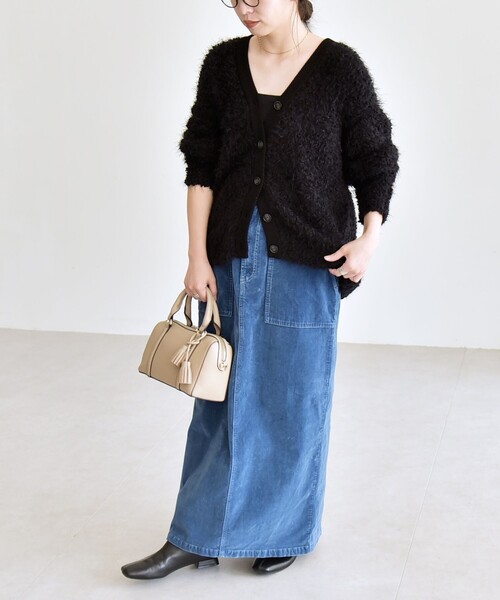 セール】quaranciel:〈手洗い可能〉ネップツイード Vネック ニット