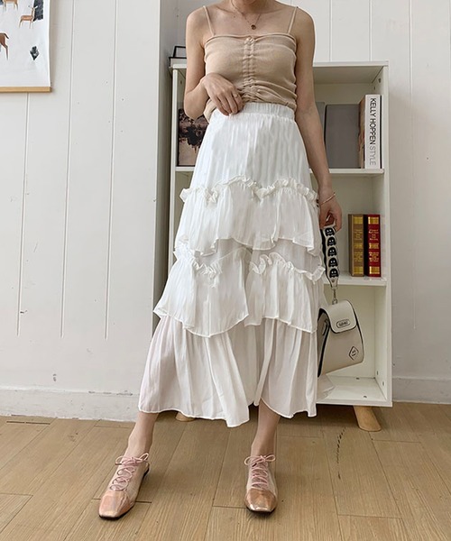 Anss.me（アンスミー）の「【Anss.me】ギャザーティアードロングスカート（スカート）」 - WEAR