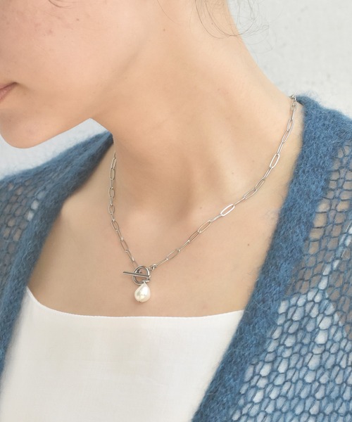 LHME（エルエイチエムイー）の「LHME ポイントパールチェーンネックレス/サージカルステンレス316L（金属アレルギー対応）（ネックレス）」 - WEAR