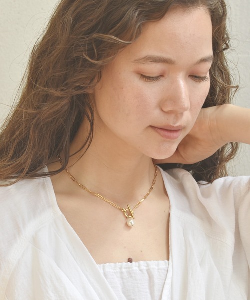 LHME（エルエイチエムイー）の「LHME ポイントパールチェーンネックレス/サージカルステンレス316L（金属アレルギー対応）（ネックレス）」 - WEAR