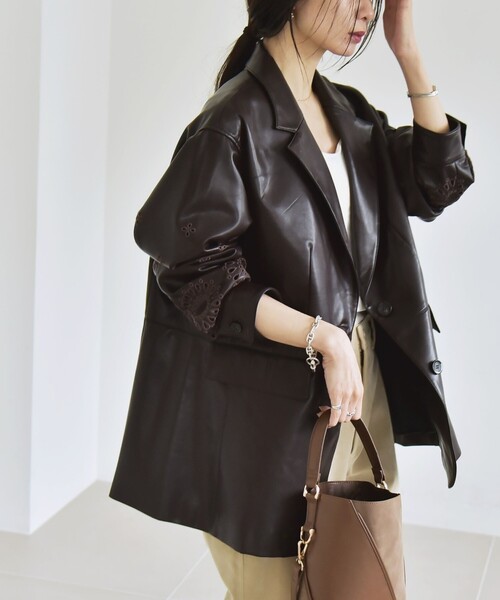 セール】quaranciel: フラワー 刺繍 テーラード ジャケット