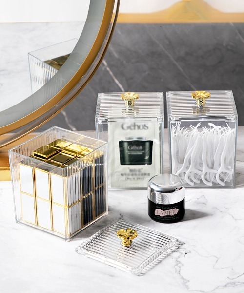 Ein（アイン）の「Ein/ゴールド取手付き クリアアクリル 小物 収納ケース（収納グッズ）」 - WEAR