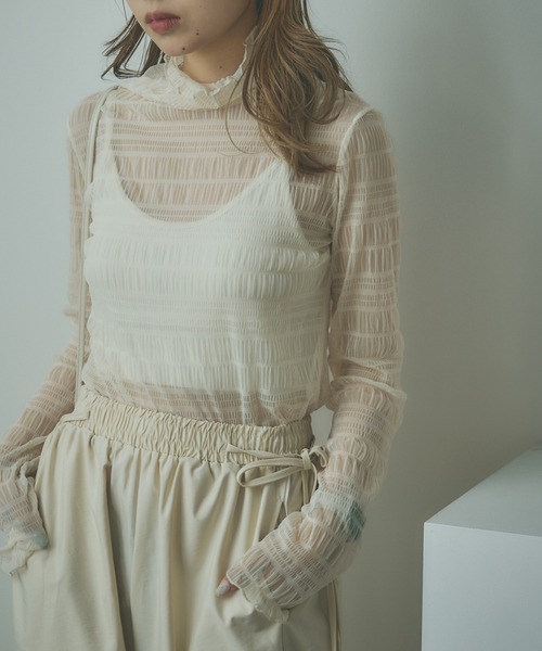 AO2（アオズ）の「Sheer Lace Inner Tops / シアーレースインナートップス（Tシャツ/カットソー）」 - WEAR