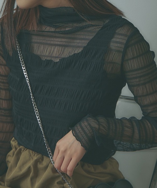 AO2（アオズ）の「Sheer Lace Inner Tops / シアーレースインナートップス（Tシャツ/カットソー）」 - WEAR