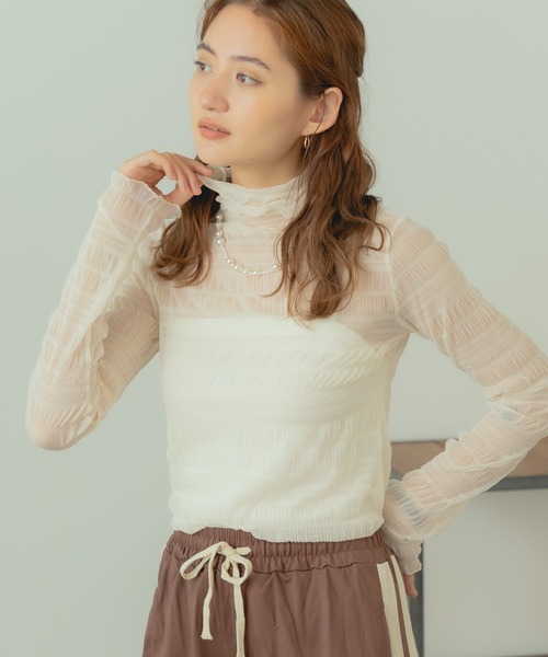 AO2（アオズ）の「Sheer Lace Inner Tops / シアーレースインナートップス（Tシャツ/カットソー）」 - WEAR