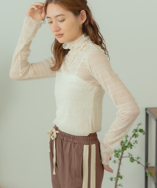 AO2（アオズ）の「Sheer Lace Inner Tops / シアーレースインナートップス（Tシャツ/カットソー）」 - WEAR