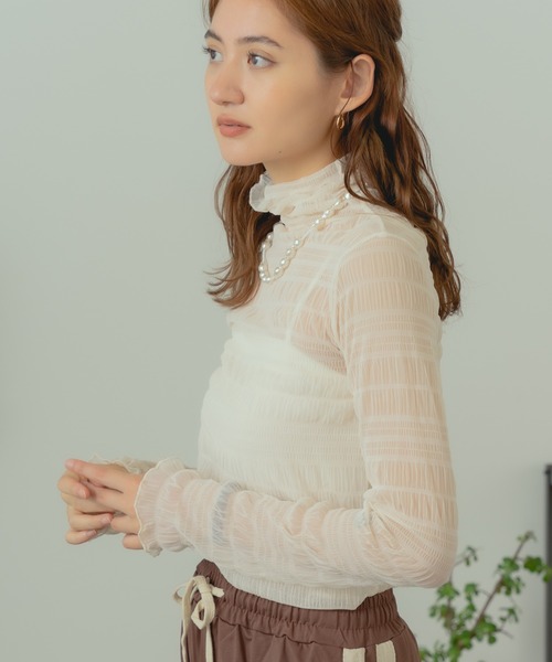 AO2（アオズ）の「Sheer Lace Inner Tops / シアーレースインナートップス（Tシャツ/カットソー）」 - WEAR