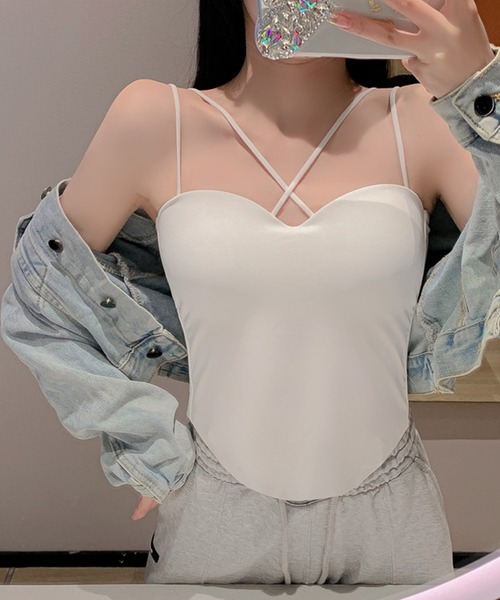 M2SUQARED（エムツースクエア）の「【M2SUQARED/エムツースクエア】ダブルストラップ クロップドブラトップ（インナーウェア/肌着）」 - WEAR