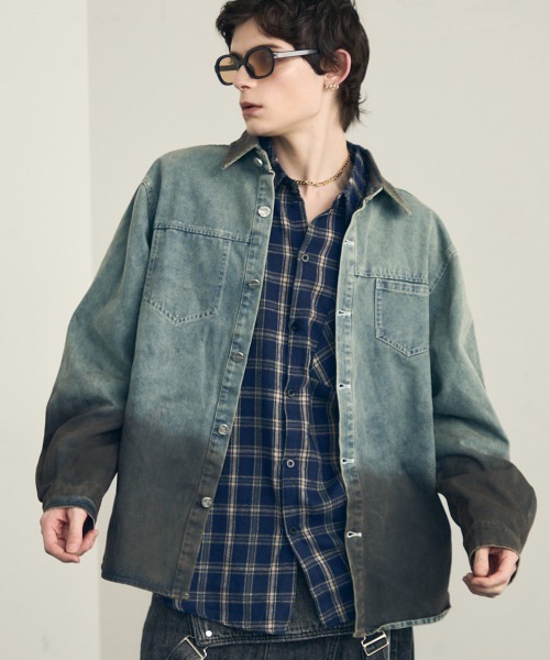 Gradation wash denim shirt jacket / グラデーションウォッシュデニムシャツジャケット（シャツ/ブラウス ...