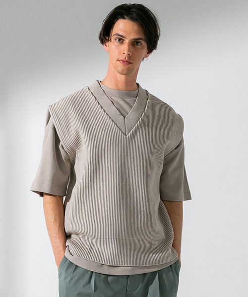 UNITED TOKYO（ユナイテッドトウキョウ）の「バイカラーオーバーサイズニットベスト/ビックシルエット（ベスト）」 - WEAR