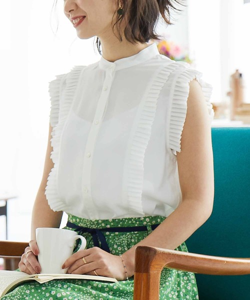 Jines（ジネス）の「プリーツディティール ノースリブラウス（タンクトップ）」 - WEAR