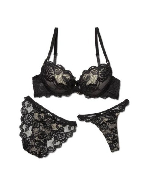 DRW（ドロー）の「ヌーディーレース ブラジャー & フルバック & Tバックショーツ（ブラ&ショーツ）」 - WEAR