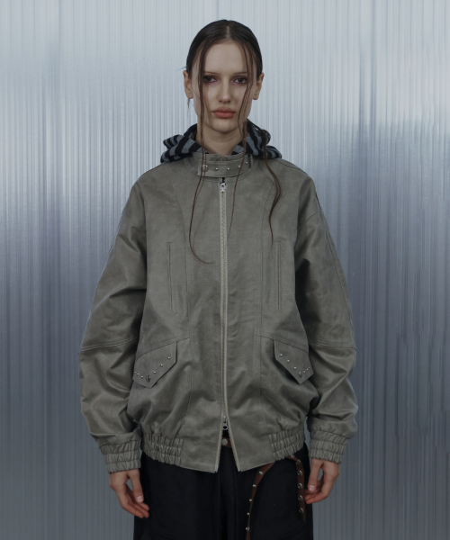 STUDDED VINTAGE JACKET / LIGHT GRAY（その他アウター）｜SETUP-EXE（セットアップイーエックスイー）の ...