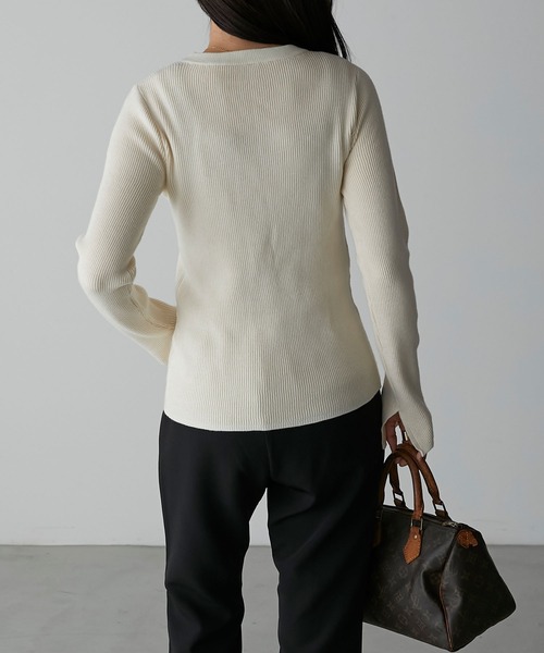 Anss.me（アンスミー）の「【Anss.me】リバーシブルストライプ配色プレーティングクルーネックニットプルオーバー（ニット/セーター）」 - WEAR