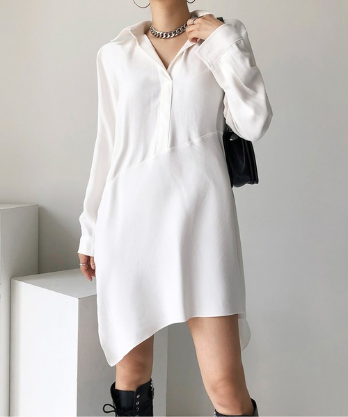 アシンメトリーシャツワンピース（シャツワンピース）｜AMAJI（アマジ）のファッション通販 - ZOZOTOWN