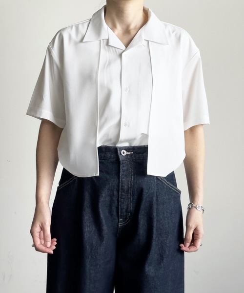 【セール】COMMONWARE:ポリエステルストレッチ フラシ トレンチ オープンカラー シャツS/S（シャツ/ブラウス）｜COMMON WARE（コモンウェアー）のファッション通販 ...