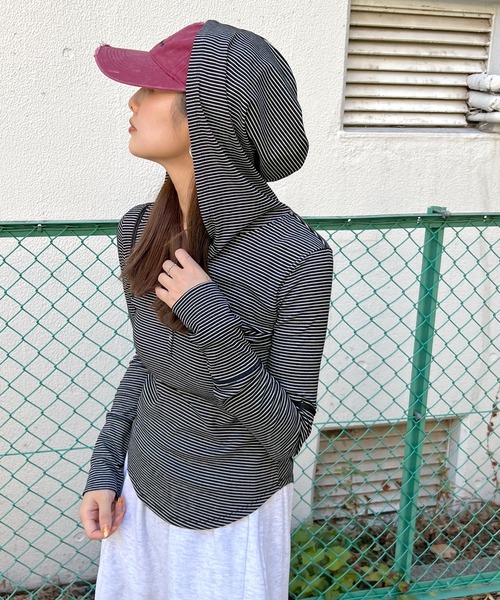 ABYS（アビス）の「ボーダーフーディーロンT（Tシャツ/カットソー）」 - WEAR