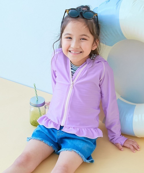 devirock（デビロック）の「UVカット 裾フリル 長袖ジップラッシュガード（ラッシュガード）」 - WEAR