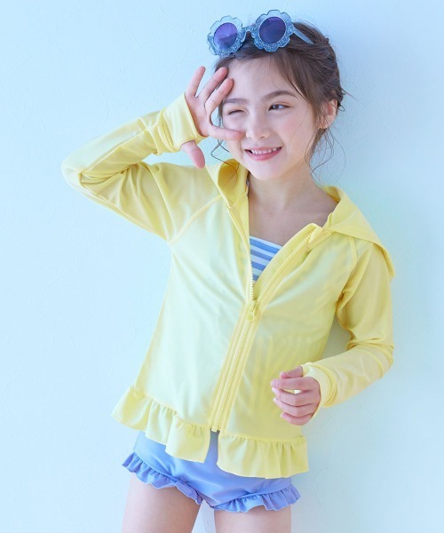 devirock（デビロック）の「UVカット 裾フリル 長袖ジップラッシュガード（ラッシュガード）」 - WEAR