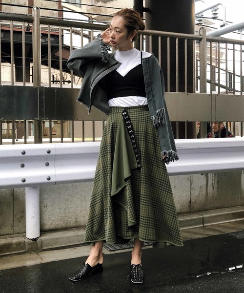 AMERI（アメリ）の「RAFFLE FLARE CHECK SKIRT（スカート）」 - WEAR