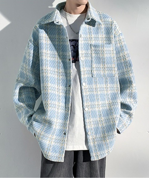 JOHNNY WOLF（ジョニーウルフ）の「AQUILA ツイードライク チェック ルーズ シャツジャケット（シャツ/ブラウス）」 - WEAR