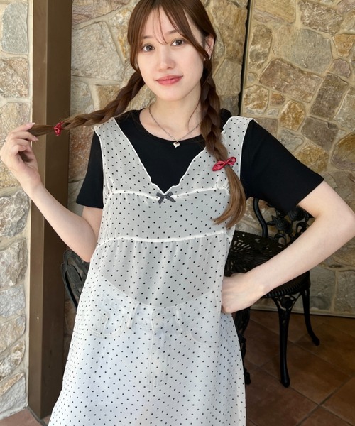 【セール】プチリボンドットシアーワンピース（ワンピース）｜Loueme（ルエム）のファッション通販 - ZOZOTOWN