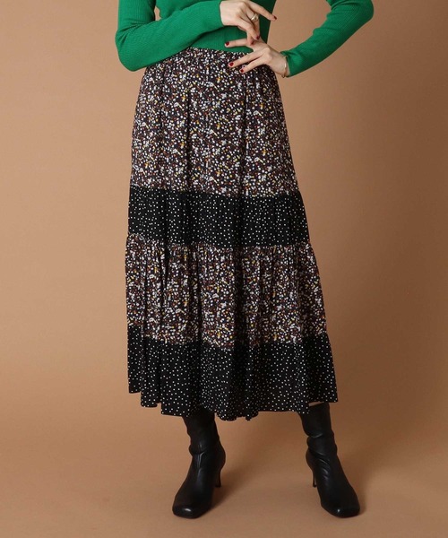 Jines（ジネス）の「コンビネーションプリントティアードスカート（スカート）」 - WEAR