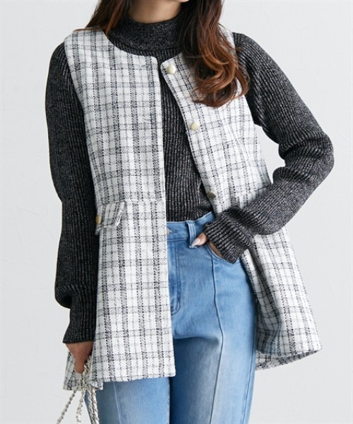 nissen（ニッセン）の「ツイード調ペプラムベスト（その他アウター）」 - WEAR