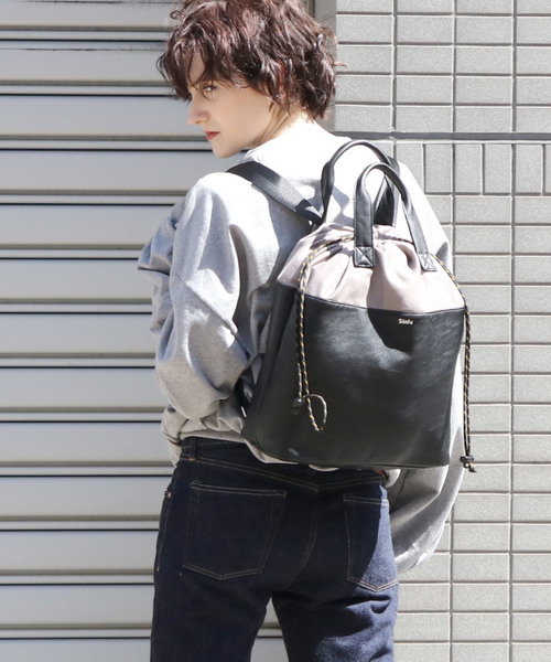 Sinfu（シンフ）の「【Sinfu/シンフ】fakeleather 2way tote/フェイクレザー2ウェイトート&リュック（ショルダー ...