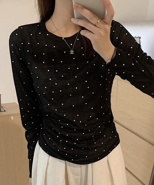 ALTROSE（アルトローズ）の「ドット シアー トップス ロンT（Tシャツ/カットソー）」 - WEAR