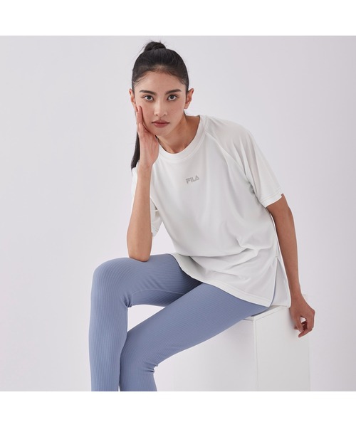 FILA（フィラ）の「FILA/フィラ 水陸両用 半袖 ブランド ロゴ ストレッチ 吸水速乾 UVカット 軽量 ラッシュガード クルーネック Tシャツ（Tシャツ/カットソー）」 - WEAR