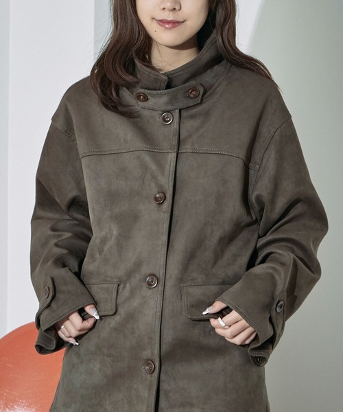 AO2（アオズ）の「Suede-like Basic Stand Collar Coat / スウェードライク バルマカンハーフコート（ステン ...