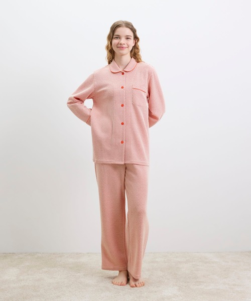 【送料無料】 ウンナナクール 綿混 丸襟ぽこぽこ New Year パジャマ ルームウェア 上下セット 長袖 レディース une nana cool 綿混】丸襟ぽこぽこNew Yearパジャマ（ルームウェア/パジャマ）｜une