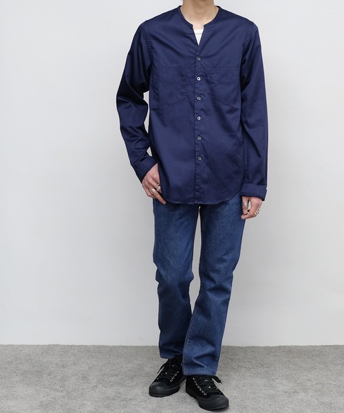 SUBTLE authentic（サートルオーセンティック）の「SUBTLE authentic:Piping V-neck Shirts - Satin パイピング vネック サテンシャツ ...