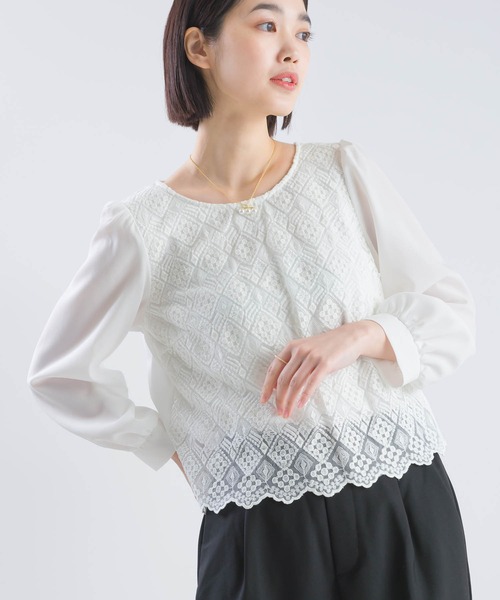PICCIN（ピッチン）の「【HAND WASHABLE】レースレイヤードジョーゼットブラウス（シャツ/ブラウス）」 - WEAR