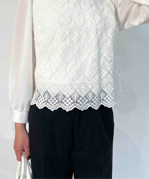 PICCIN（ピッチン）の「【HAND WASHABLE】レースレイヤードジョーゼットブラウス（シャツ/ブラウス）」 - WEAR