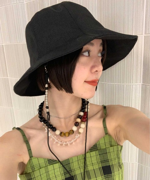 AMERI（アメリ）の「MEDI BEADS STRING STRAW HAT（ハット）」 - WEAR