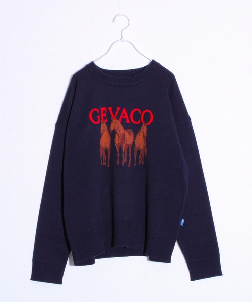 【セール】【GEVACO/ゲバコ】スリーホースジャガード プルオーバーニット ワンポイントロゴ（ニット/セーター）｜GEVACO（ゲバコ）の ...