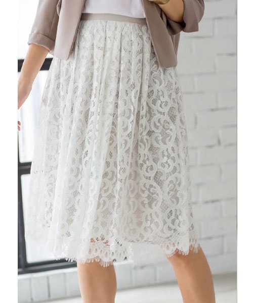 STYLE DELI（スタイルデリ）の「【LUXE】ボタニカルレースの膝丈ギャザースカート（スカート）」 - WEAR