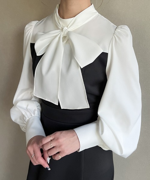 【セール】2wayリボン配色ドッキングマーメイドワンピース（ワンピース）｜JUNOAH（ジュノア）のファッション通販 - ZOZOTOWN