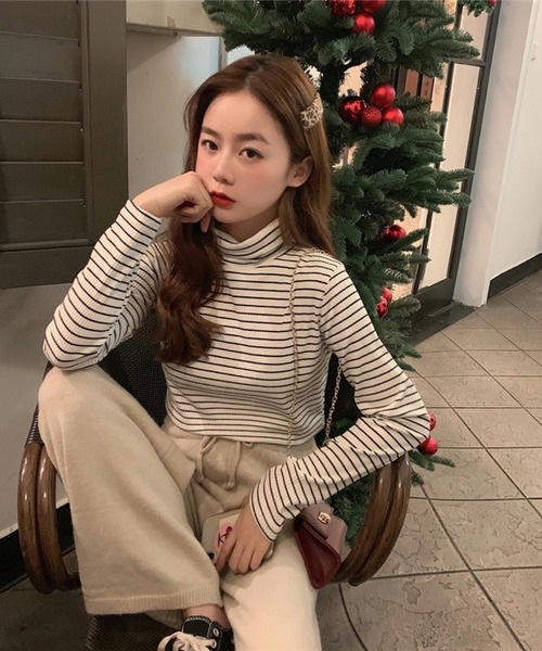 【セール】Mignonjour/タートルネックボーダートップス M2240（Tシャツ/カットソー）｜Mignonjour（ミニョンジュール）の ...